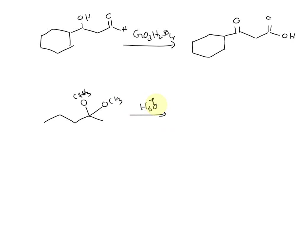 SOLVED: I) OH CrO3, H2SO4 J) CH3O OCH3 H2O+