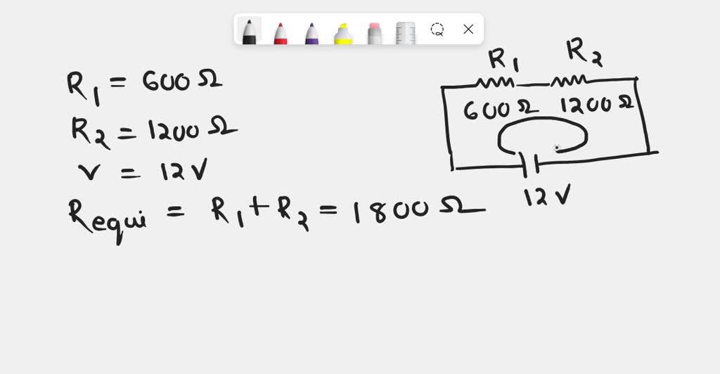 SOLVED: A 600 ohm and 1200 ohm resistor are connected in series with a ...
