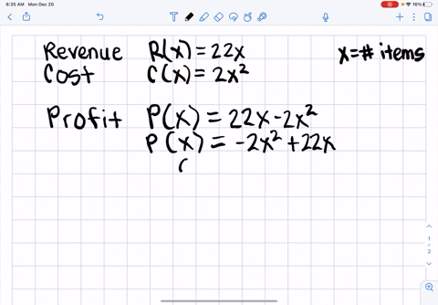 Evaluating and Solving Quadratic Functions A company's...
