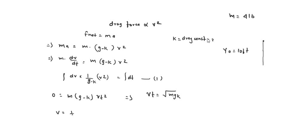 SOLVED: An object of mass 4 lb is dropped from a high altitude and is ...