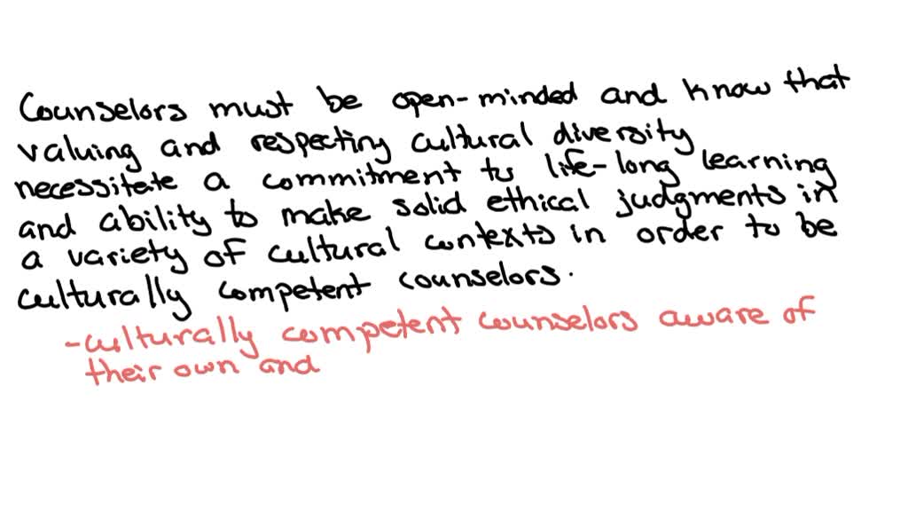 Consider the following description: "Cultural Diversity - Counselors ...