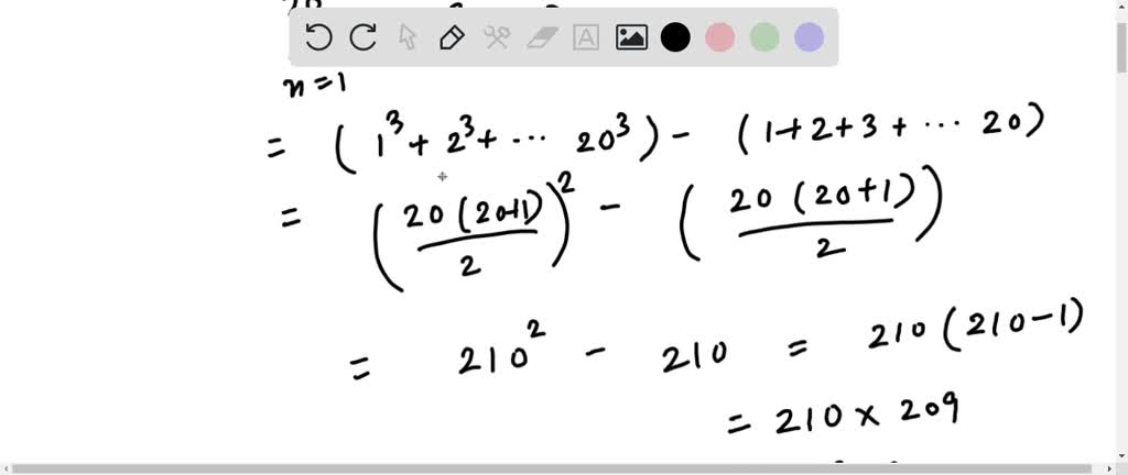 SOLVED: Find the sum using the formulas for the sums of powers of integers. ∑n=1^20(n^3-n)