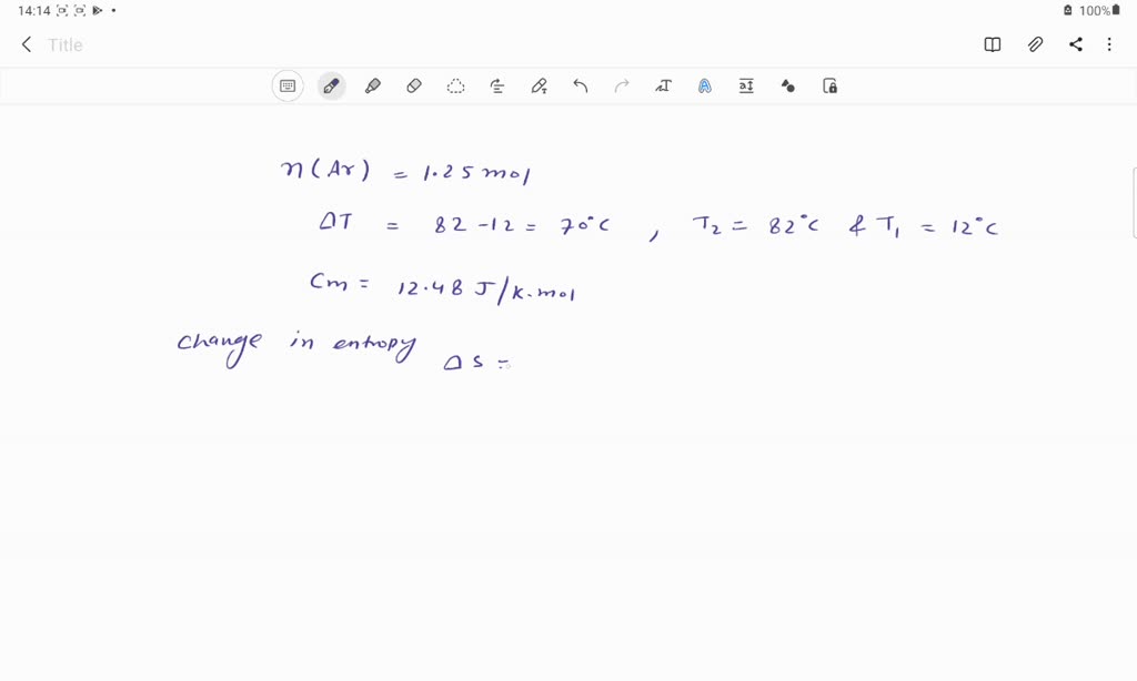 The molar entropy of argon is given by S = (36.4 + 20.8ln T). Calculate Î”G, the change in Gibbs ...