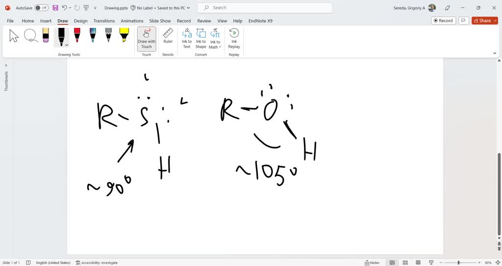 SOLVED: The geometry of the thiol is much closer to a linear 90° angle ...