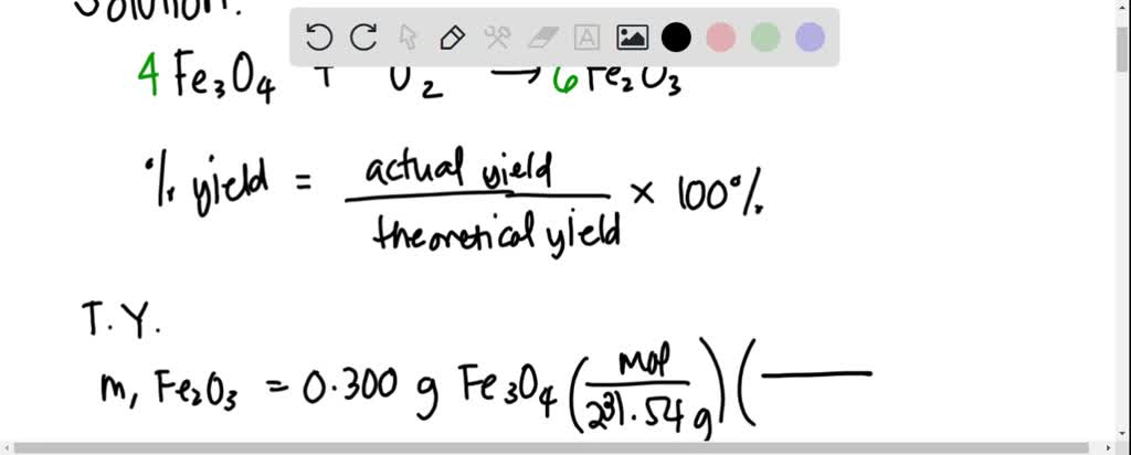 Solved 0 300g Of Fe3o4 Reacts With Excess O2 To Give Fe2o3 In 10 5