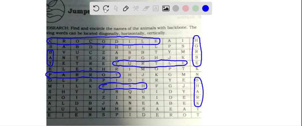 SOLVED: 'WORDSEARCH: Find and encircle the names of the animals with ... SOLVED: 'WORDSEARCH: Find and encircle the names of the animals with ...