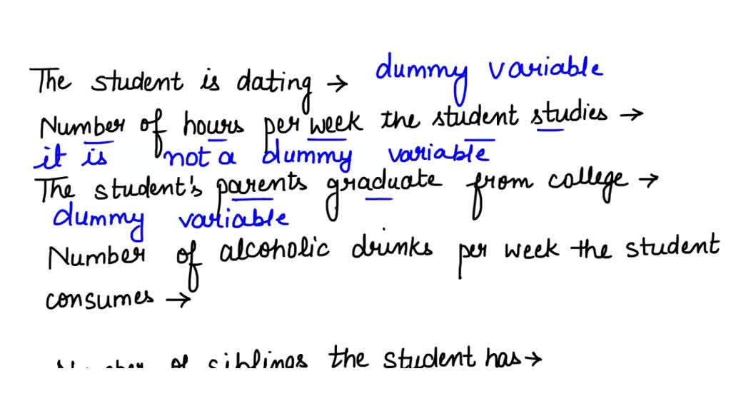 SOLVED: Question 3.09 Which of the following is an example of a dummy ...