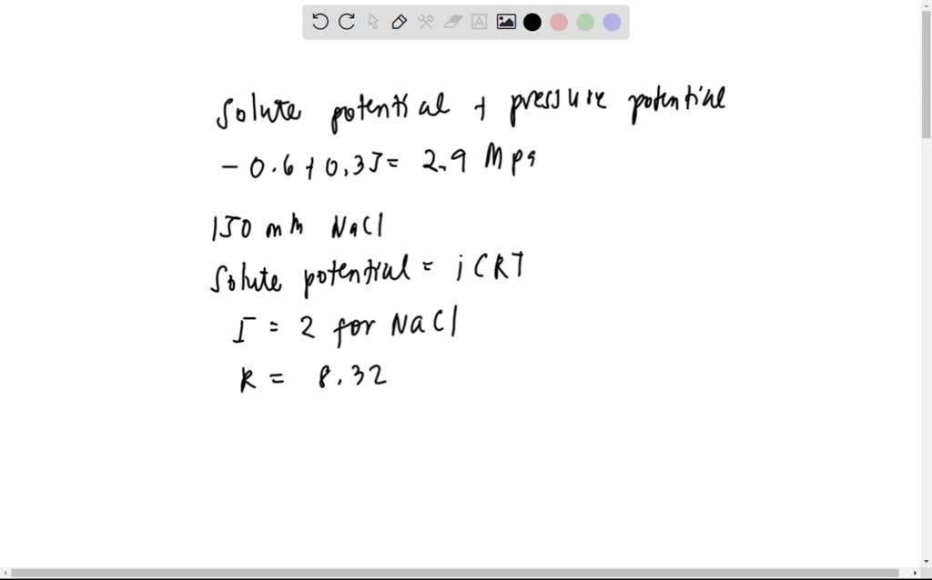 A plant cell with a solute potential of -0.6 MPa and a pressure ...