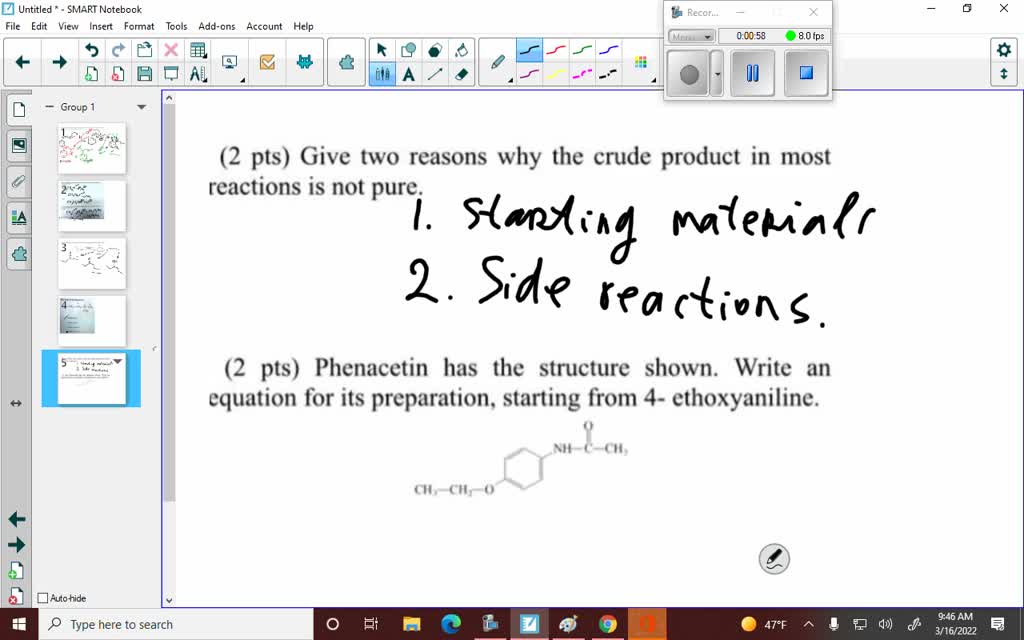 Solved 4 2 Pts Give Two Reasons Why The Crude Product In Most