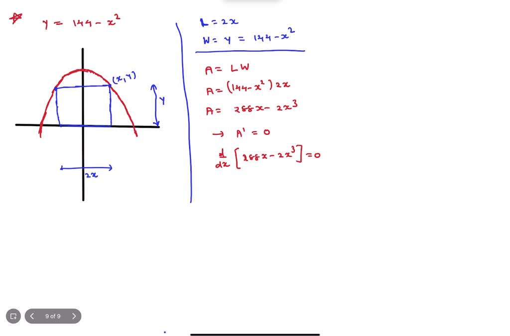 SOLVED: A rectangle has its base on the x-axis and its upper two vertices on the parabola y = -x ...