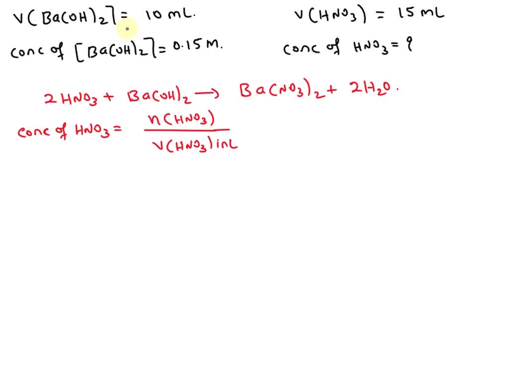 SOLVED: In a titration experiment, 10.0 mL of 0.15 M Ba(OH)2 is required to titrate a 15.0 mL of ...