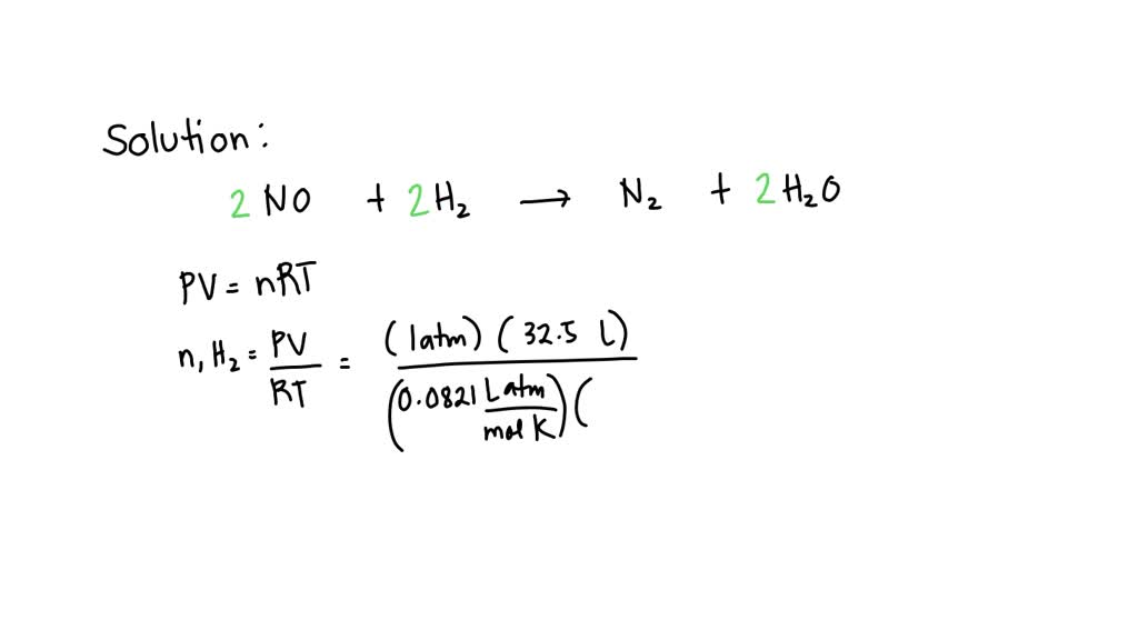 SOLVED: How many moles of nitrogen monoxide are required to react completely with 32.5 L of ...