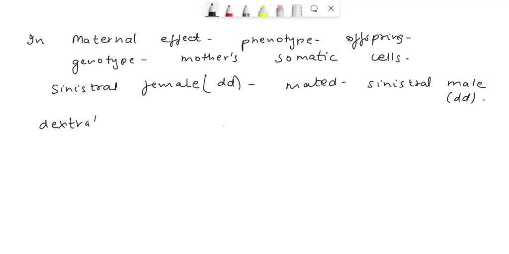 SOLVED: A maternal effect can cause the offspring phenotype ratio to ...