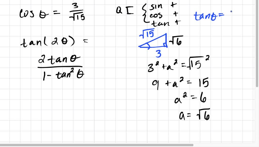 SOLVED: If cos 0 = and angle 0 is in Quadrant I, what is the exact ...