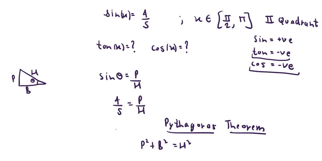 SOLVED: One of sin x, cos X,and tan X is given: Find the other two if x lies in the specified ...