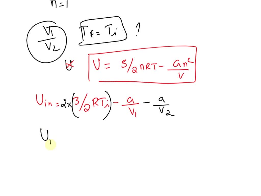 SOLVED: Two insulated tanks with volumes V1 and V2 are connected by a valve. Each tank contains ...
