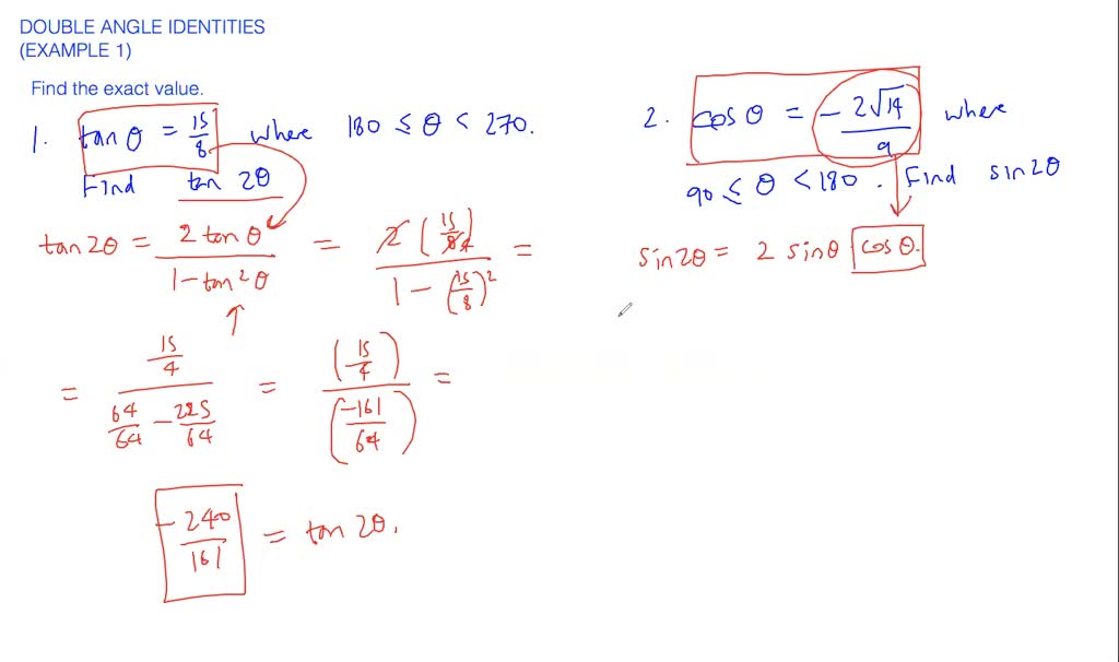 Double angle identities - overview | Numerade