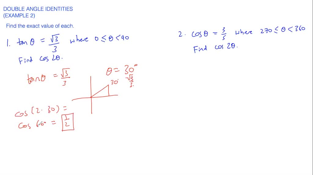 Double angle identities - example 1 | Numerade