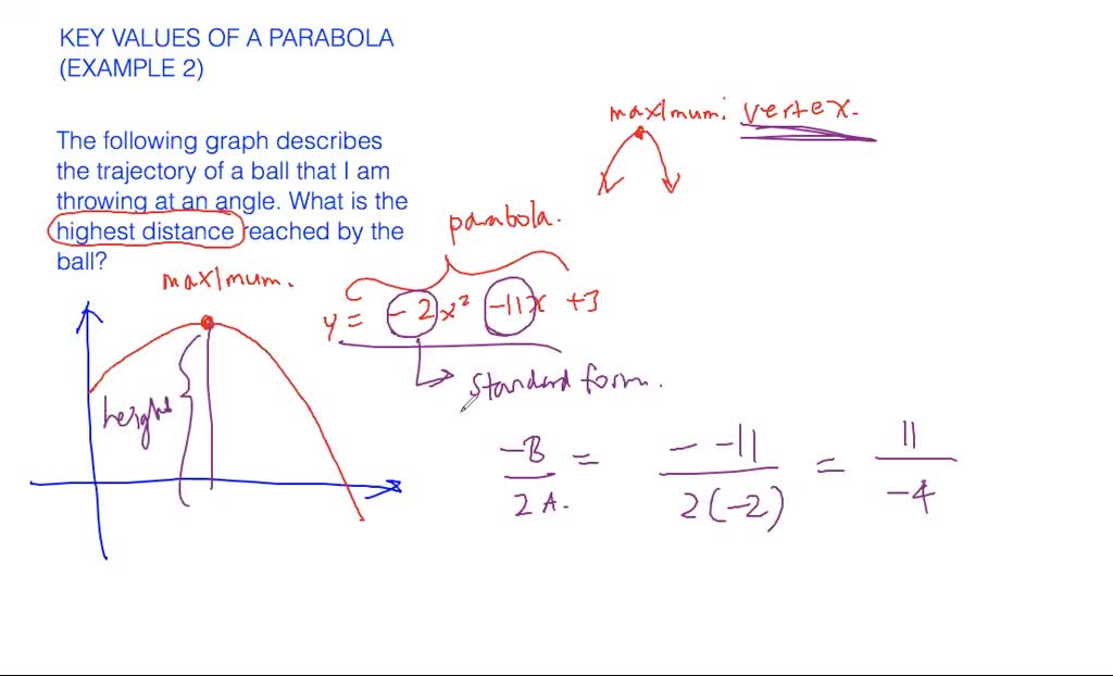 Key values of a parabola - example 1 | Numerade
