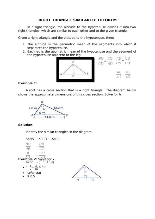 Seth is using the figure shown below to prove the Pythagorean Theorem using triangle similarity ...