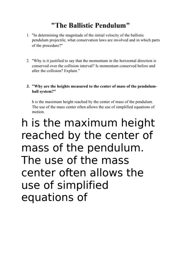 SOLVED: A student performs a ballistic pendulum experiment, using an ...