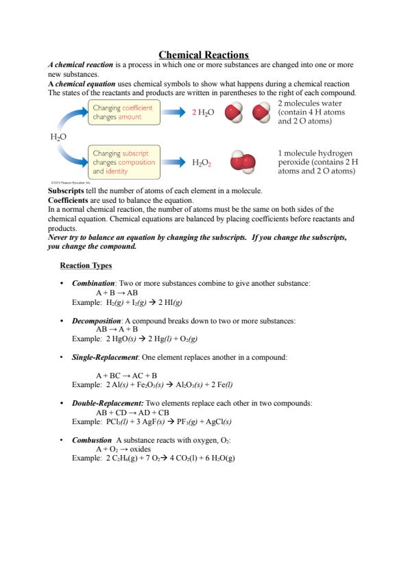 A chemical reaction is a representation of chemical change in terms of ...