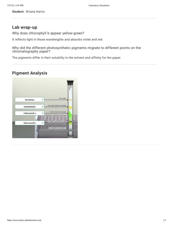 Table 2. Rf values for pigments isolated with petroleum ether/acetone ...