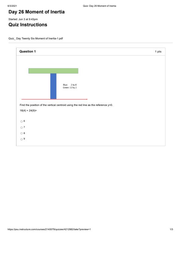 Problem #1 (30 points): For the shaded area shown below, determine: 1 ...