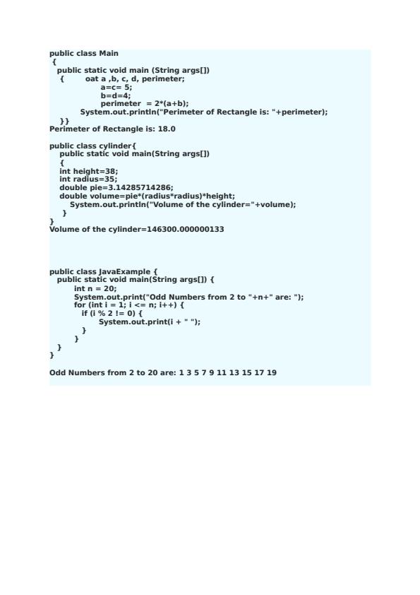 Exercise 01 Calculate The Area Of Cylinders Using Java Write A Java Program To Define And Call