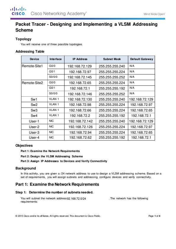 Solved Een 345 Spring 2020 Activity 41 Ccna1 Subnetting And Static Routing In This Activity 