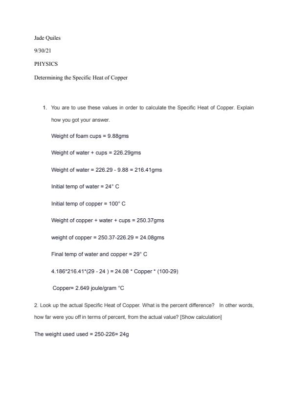 A 50- kg copper block initially at 140^∘ C is dropped into an insulated tank that contains 90 L ...