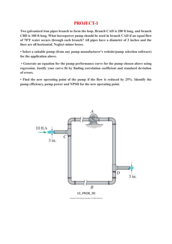Your final project task is to specify a suitable pump and determine operating conditions based ...