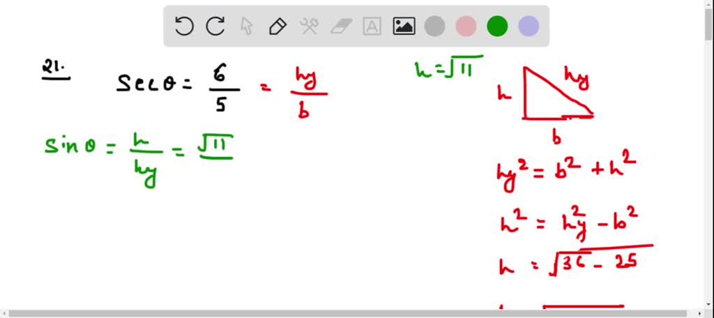 SOLVED: Given the function value of the acute angle.find the other five trigonometric function ...