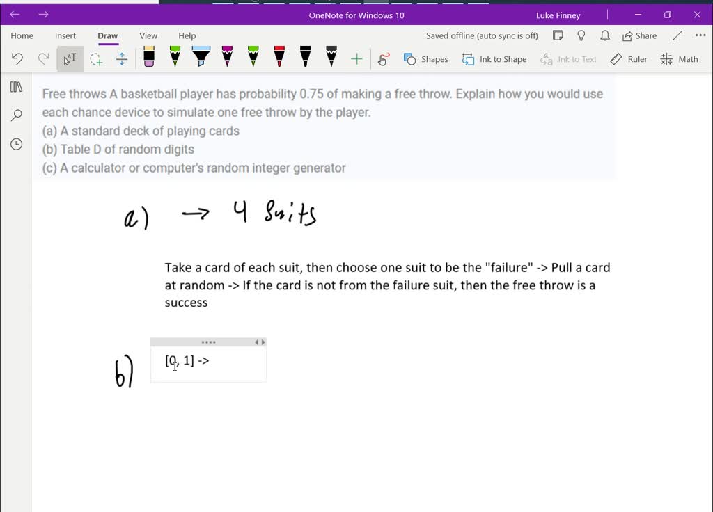 SOLVED:Free throws A basketball player has probability 0.75 of making a ...