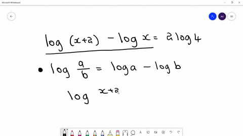 SOLVED:Solve the equation. log(x+2)-logx=2 log4