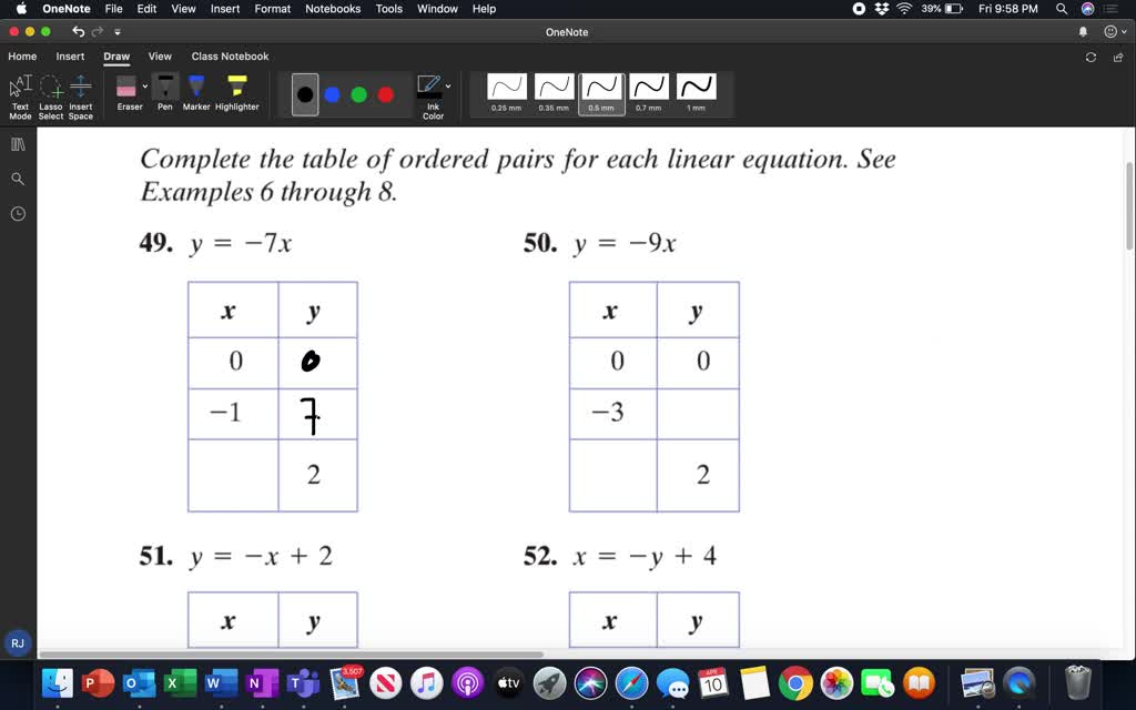 SOLVED Complete The Table Of Ordered Pairs For Each Linear Equation