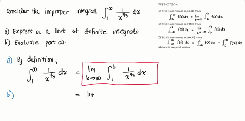 SOLVED:(a) express the improper integral as a limit of definite ...