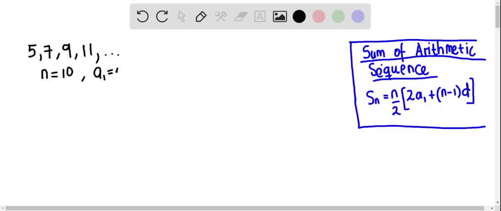 SOLVED:The infinite sum 5+7+9+11+⋯is an arithmetic series. Because the ...