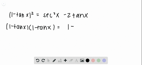 SOLVED:In Exercises 11-51, prove the identity. (1-tanx)^2=sec^2 x-2 tanx
