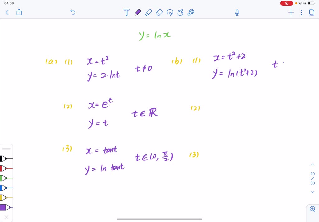 SOLVED:(a) Find three parametrizations that give the same graph as the given equation. (b) Find ...