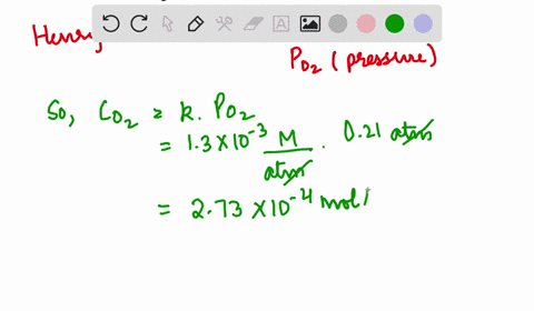 ⏩SOLVED:The Henry's law constant for O2 is 1.3 ×10^-3 M / atm at ...