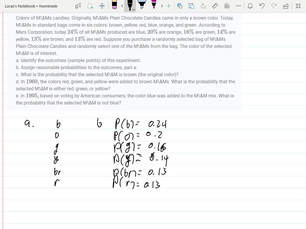 SOLVED:Colors of M&Ms candies. Originally, M&Ms Plain Chocolate Candies ...