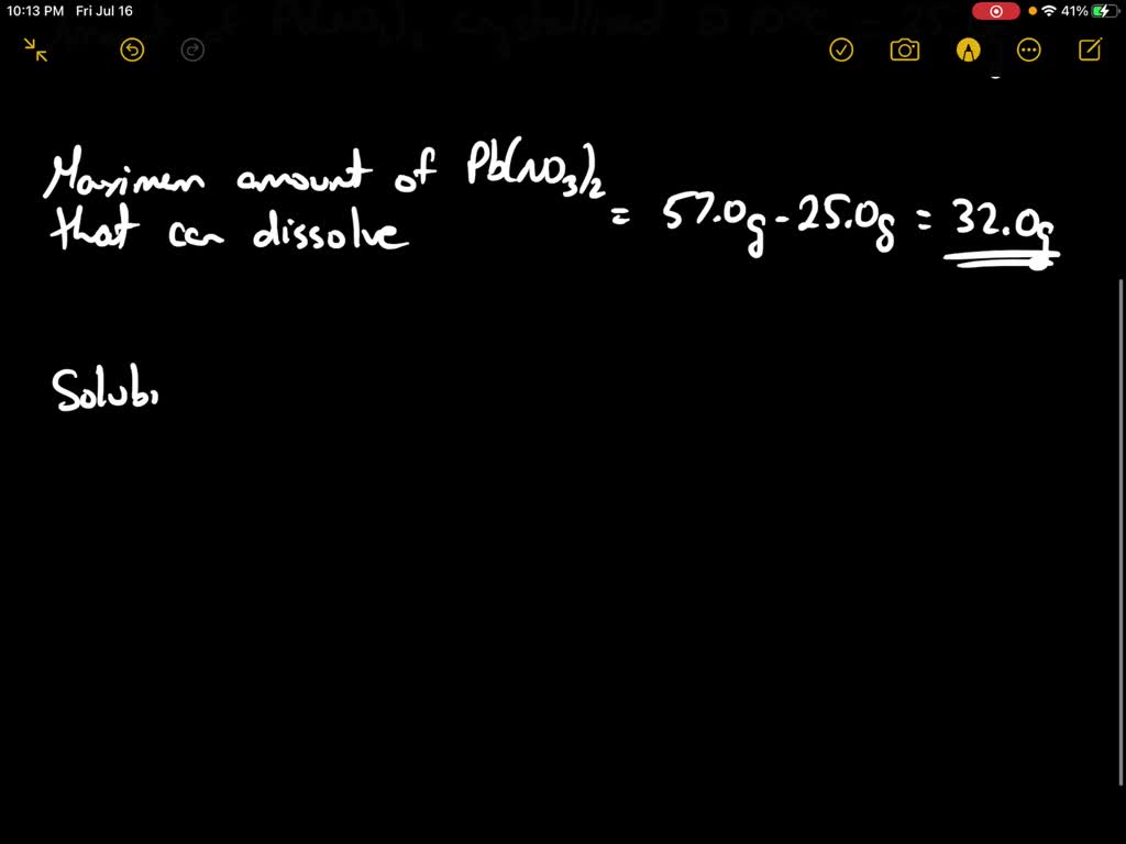 SOLVED: The solubility of lead nitrate at 100^∘ C is 140.0 g / 100 g ...