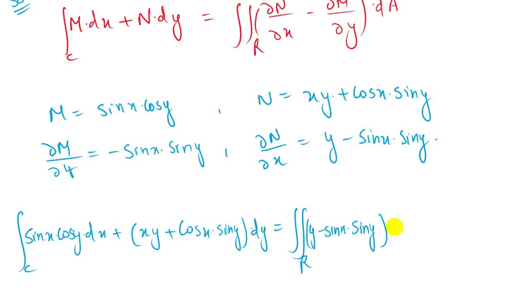 SOLVED:Use Green's Theorem to evaluate the line integral. ∫C sinx cosy ...
