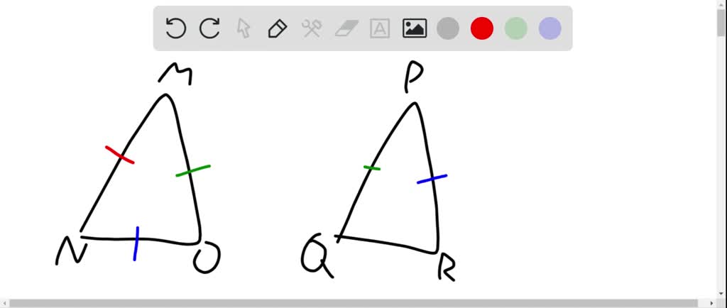 Given triangle P Q R and triangle M N O, do the conditions P R=N O, P Q ...