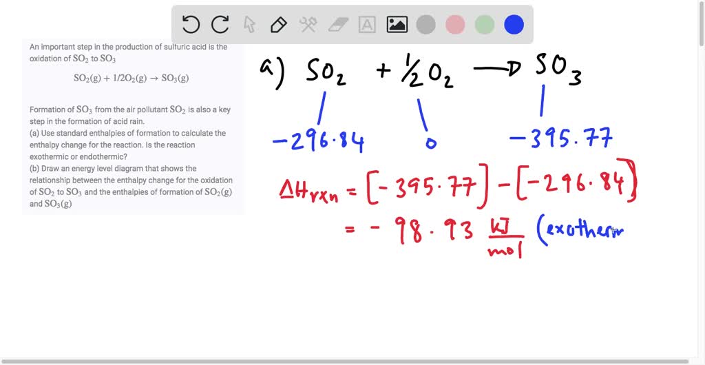 SOLVED: An important step in the production of sulfuric acid is the ...