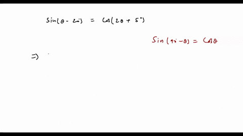 SOLVED:Find one solution for each equation. Assume all angles involved are acute angles. sin(θ ...
