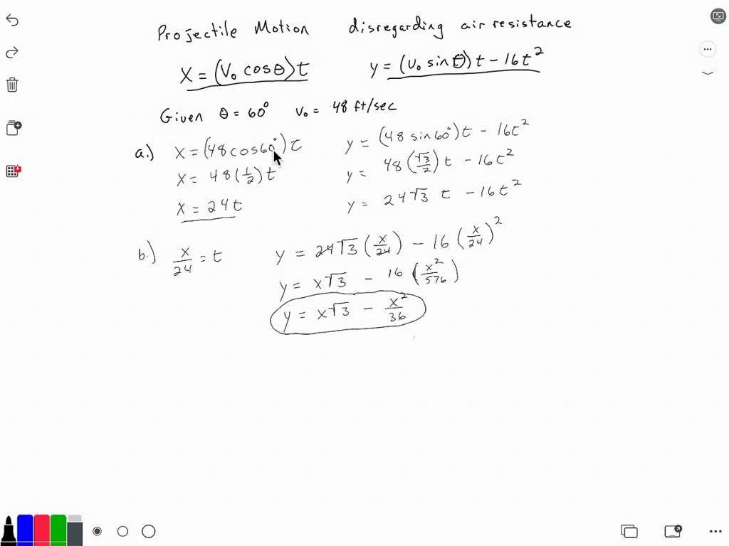 SOLVED:Do the following. (a) Determine the parametric equations that model the path of the ...