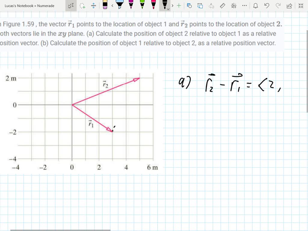 SOLVED:In Figure 1.59 , the vector r⃗1 points to the location of object 1 and r⃗2 points to the ...