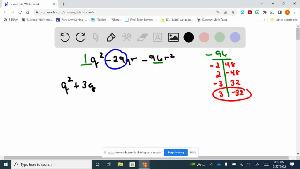 SOLVED:In each of the following, find the missing factors, using the ...
